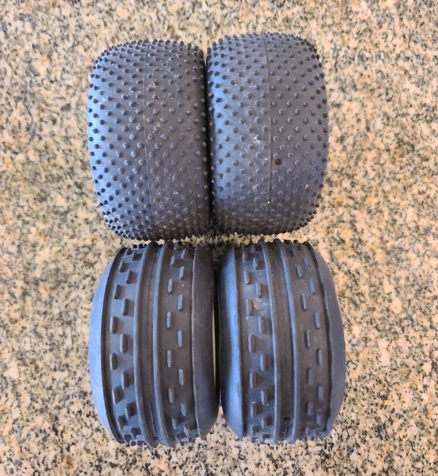 VINTAGE F&R Pro-line Pro-90 Pro-65 RED Tires & Wheels Fits RC-10T RC10T ...