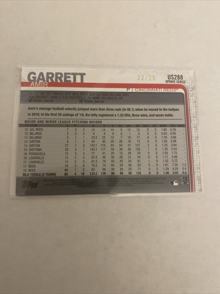 2019 Topps Update Amir Garrett Camo Parallel #22/25 | eBay