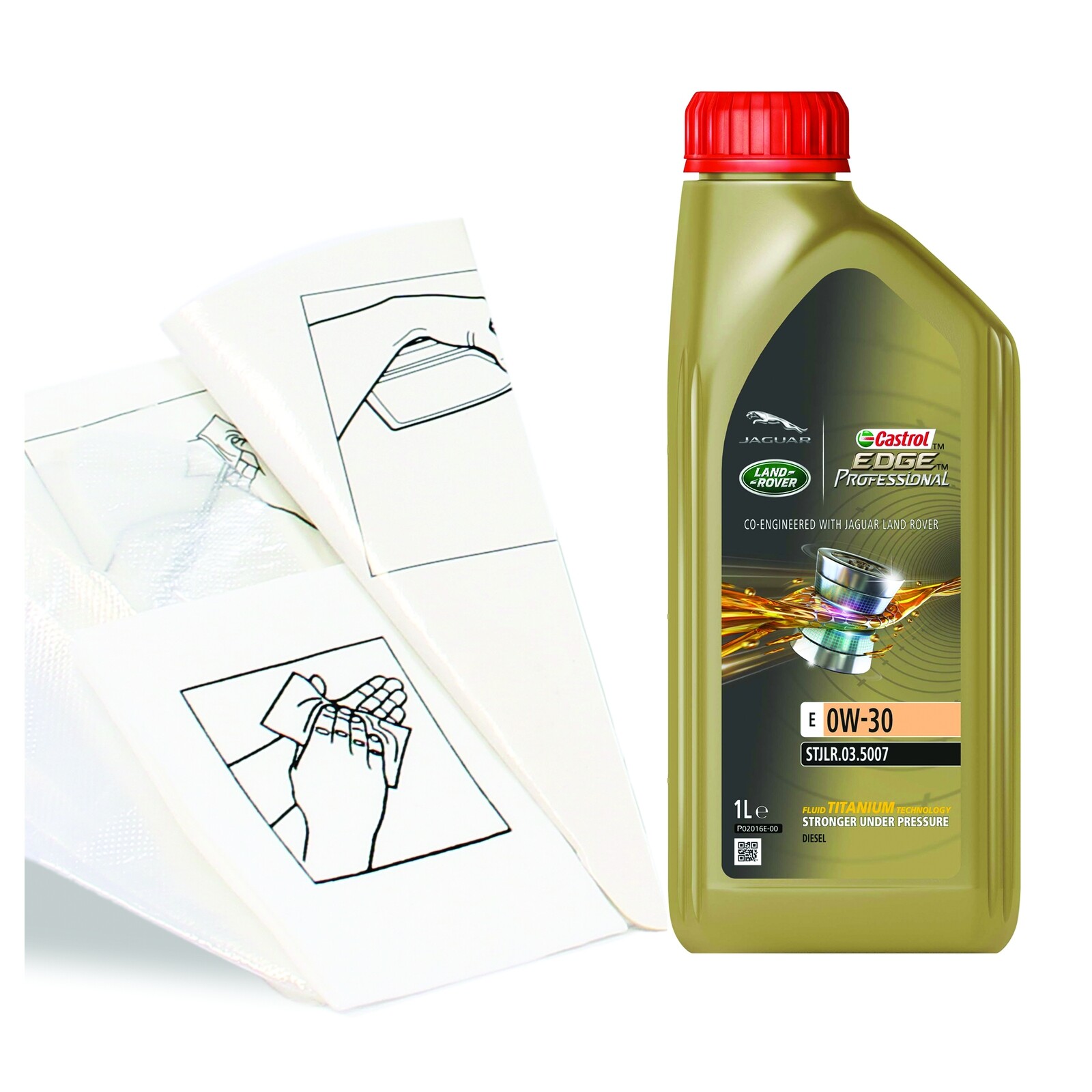 Engine Oil Top Up Castrol Edge Pro E 0W-30 JLR 1 LITRE 1L + Gloves ...