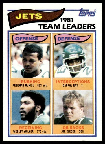 1982 Topps Freeman McNeil/Darrol Ray/Wesley Walker/Joe Klecko New York ...