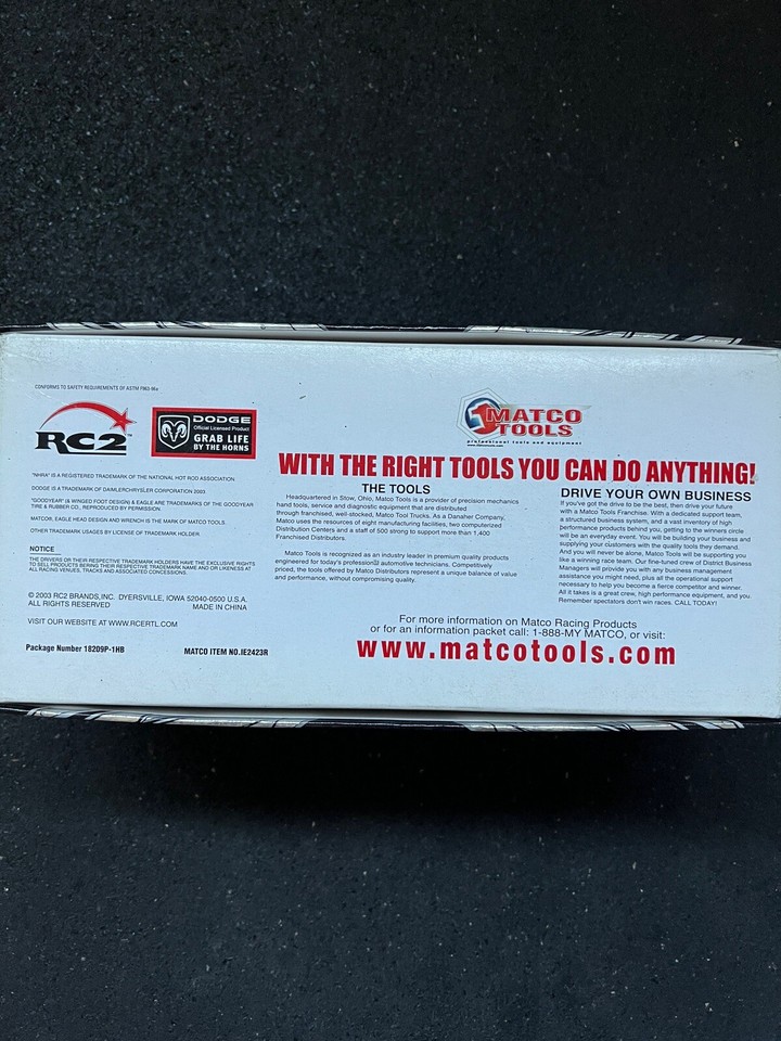 Matco Tools 1:24 Scale Diecast Dodge Funny Car 2003 Collector Series | eBay