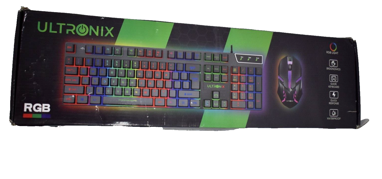 Ultronix Wired RGB Gaming Keyboard & Mouse Black Multi Color Waterproof ...