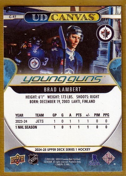 2024-25 Upper Deck Young Guns UD Canvas #C97 Brad Lambert RC | eBay