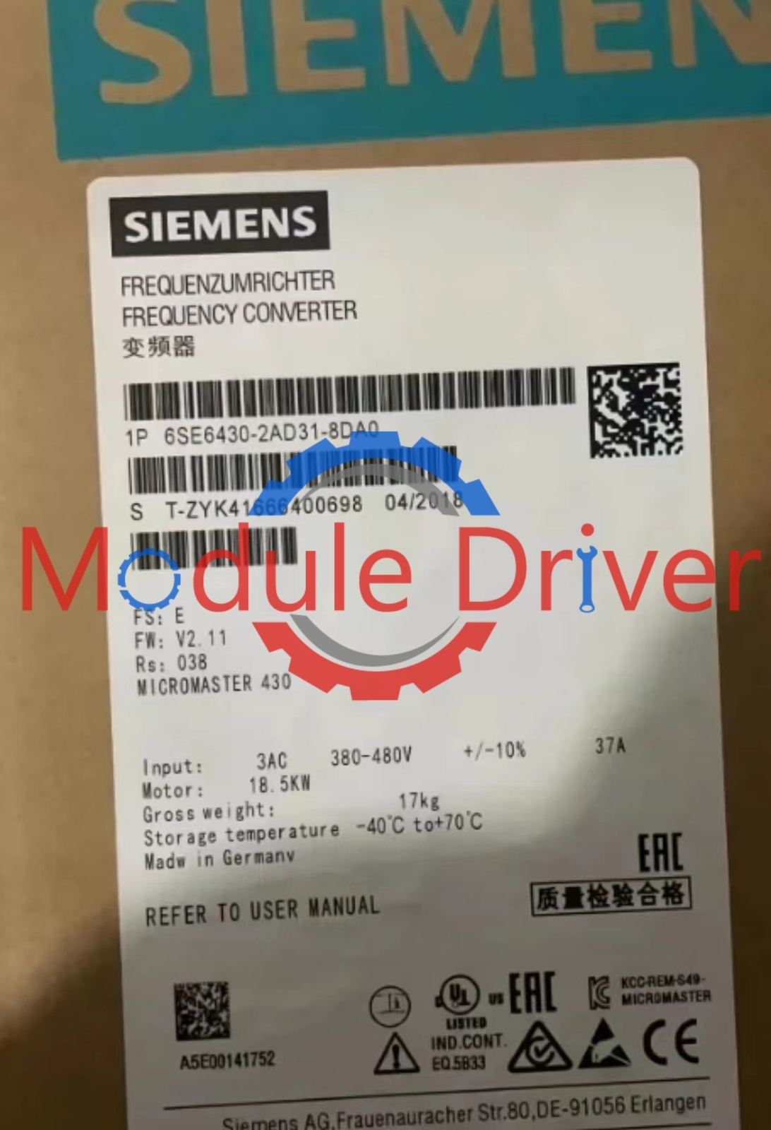 1PC New Siemens 6SE6430-2AD31-8DA0 6SE6 430-2AD31-8DA0 Inverter In Box ...