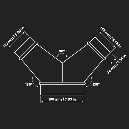 8" inch to 6" Inch Branches Y-Shape Ducting Splitter - 45 Degree ...