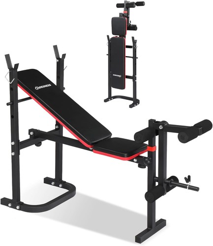 Foldable Weight Bench for Home Gym,Adjustable,Barbell Rack,Leg ...