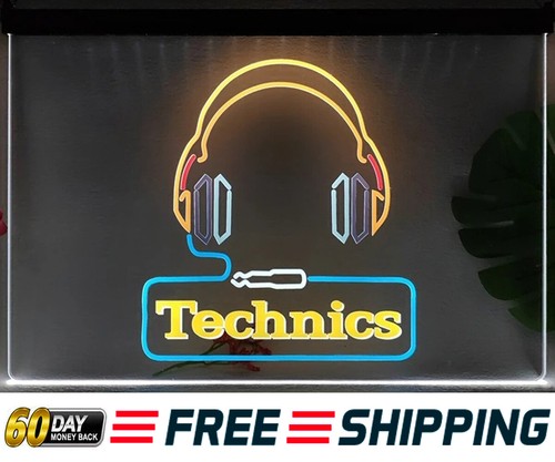 Technics Turntables DJ Disc Jockey LED Neon Sign Light Wall Art Lamp ...