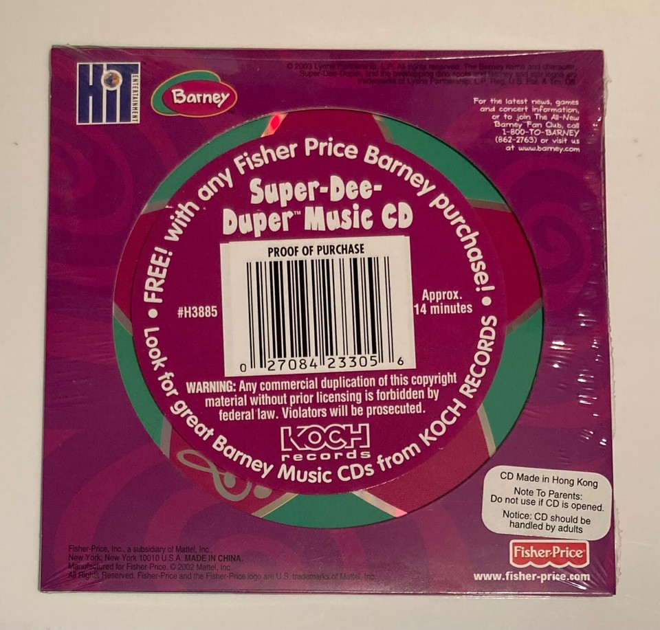 BARNEY the Dinosaur - Super Dee Duper Songs [NEW] CD Sealed Fisher ...