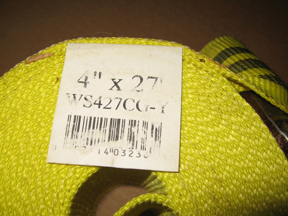 SpanSet WS427CGY Winch Strap J Hook 4" x 27' x 5,000lbs, 3/8 Hook and ...