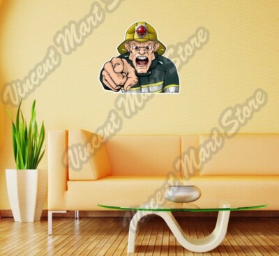 Firefighter Screaming Fire Rescue Wall Sticker Room Interior Decor 25 ...