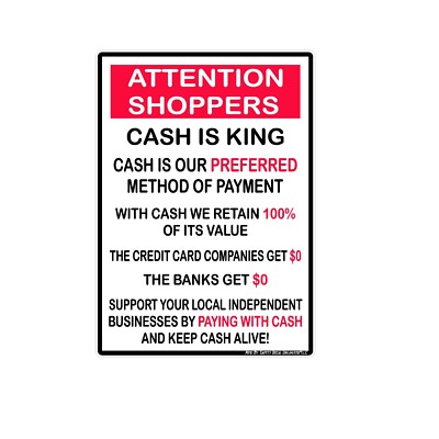 Notice Cash is King Preferred Method of Payment Retail Business Sticker ...