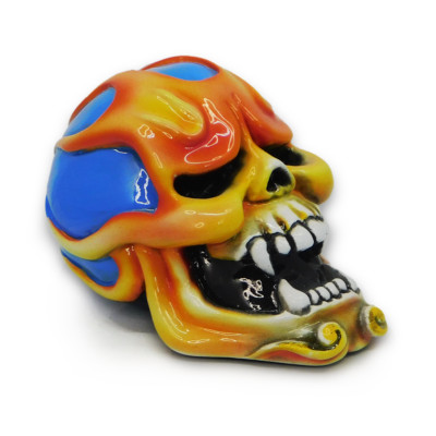 Sami - Blue Skull with Fire - Van Chase custom hand-painted shift knob ...