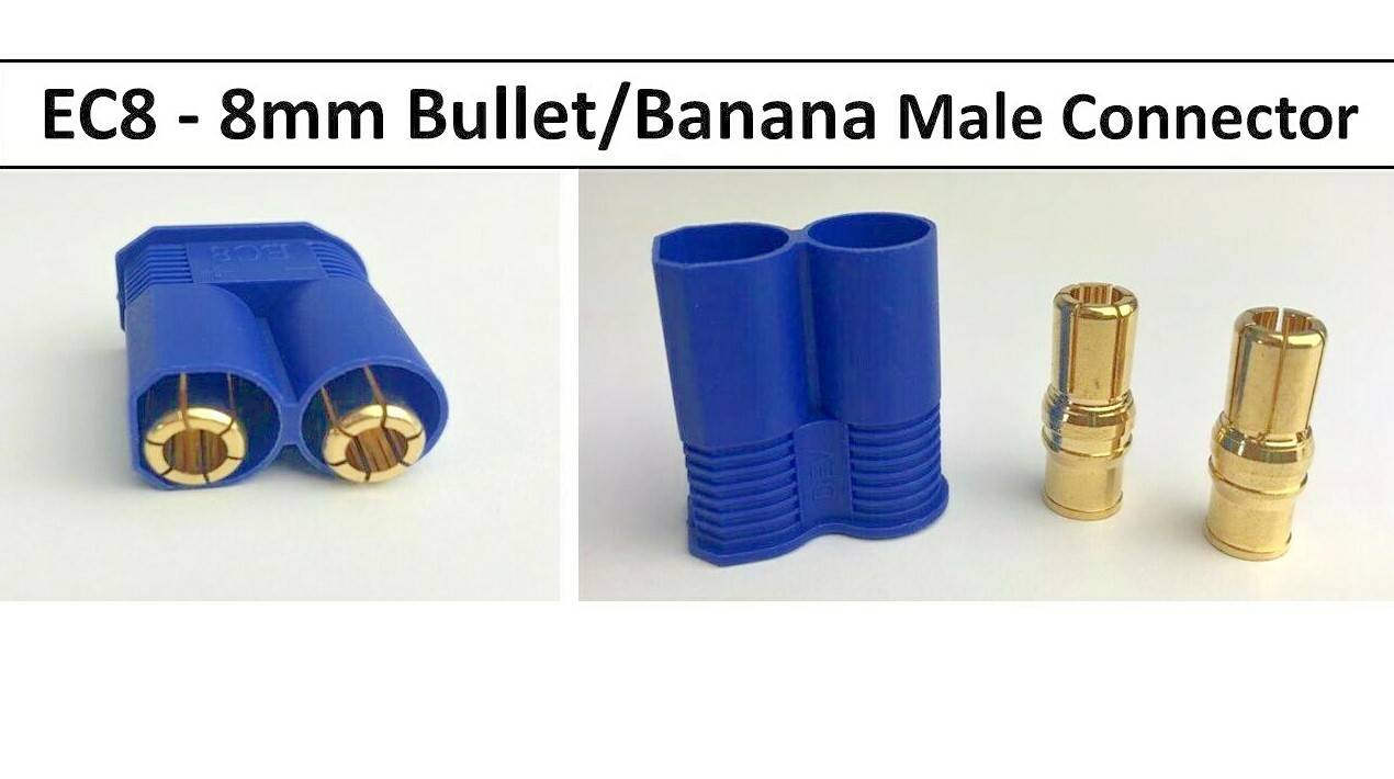 EC8 Connectors 8mm Pair Male Female Lipo ESC Charger Bullet Banana ...
