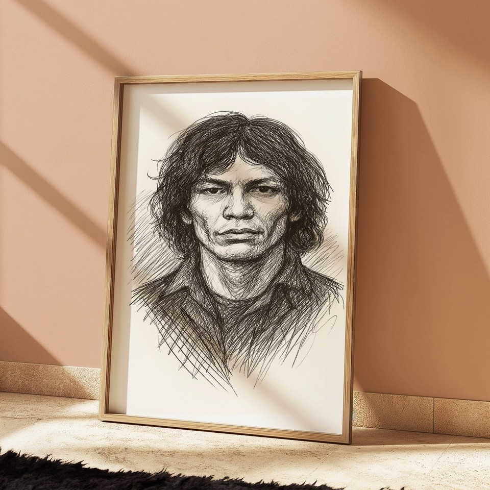 RICHARD RAMIREZ DRAWING PRINT PORTRAIT SKETCH 8" x 10" SERIAL KILLER ...