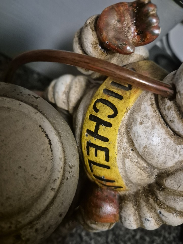 Michelin Man SAT On Compressor Cast Iron Model Garage Ornament | eBay UK