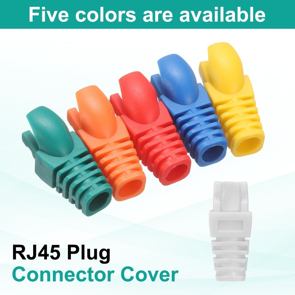 50Pcs RJ45 Plug Connector Cover Cat5 Cat5E Cat6 Cat7 Wire Guard Sleeves ...