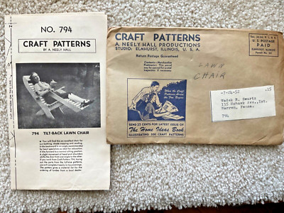 Vintage A. Neely Hall #794 Craft Woodworking Pattern Tilt-back Lawn ...