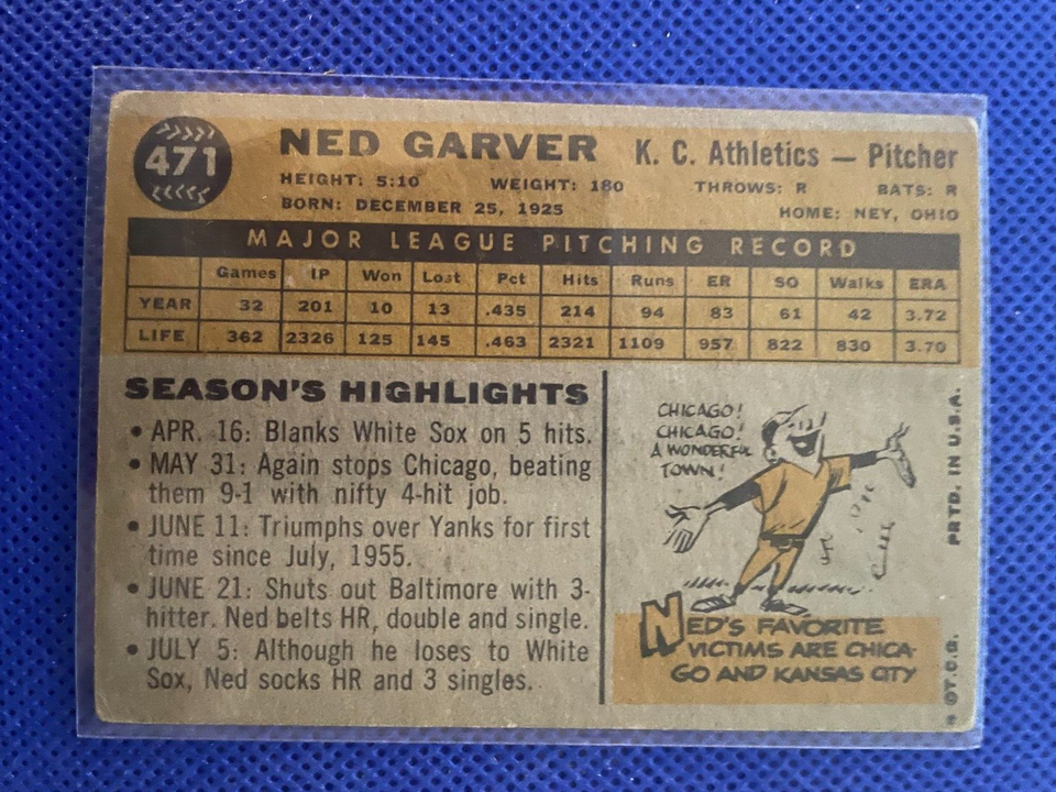 1960 topps # 471 NED GARVER | eBay