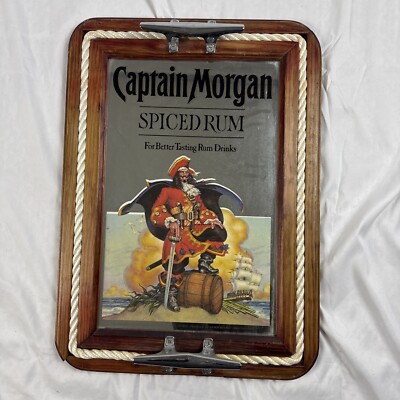 Captain Morgan Spiced Rum Rope Ship Boat Mirror Sign Nautical Pirate ...