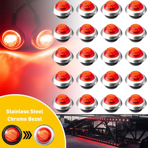 20X 3/4" Marker LIGHTS Bullet LED Red Truck Trailer RV Round Side Lamp ...