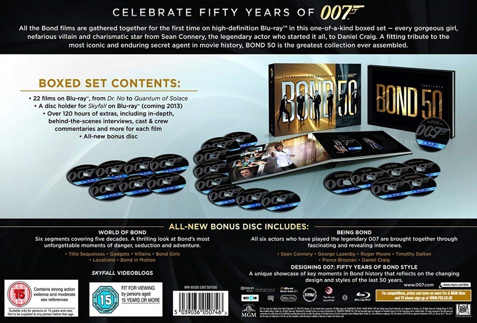 JAMES BOND - All 22 Movie 007 Films Collection 22-Disc Set Box Set UK ...
