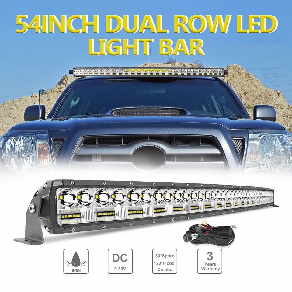 55" Curved LED Work Light Bar Dual-Row Combo Truck Roof Driving Offroad ...