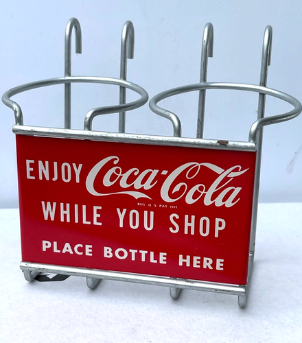 Coca Cola While You Shop Two Bottle Shopping Cart Carrier Holder 1950s ...