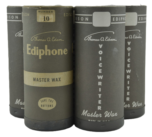 Lot of (5) Edison Ediphone Voicewriter Master Wax Recording Cylinders w ...