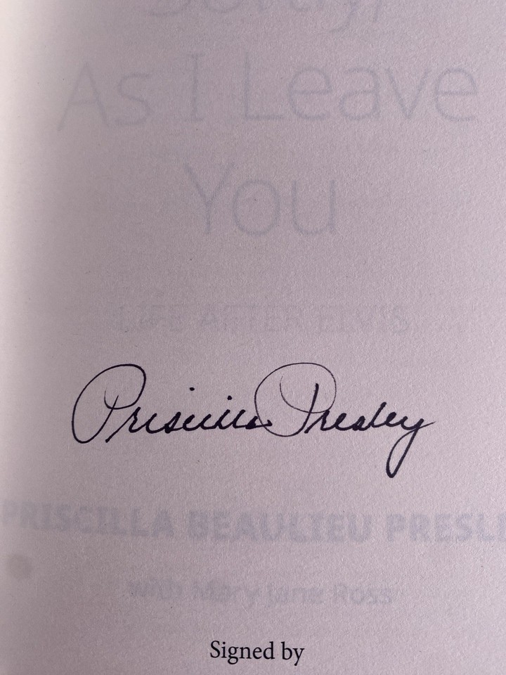 Priscilla Presley Hand Signed Softly As I Leave You Book, Autograph ...
