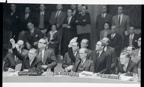 United Nations Delegates Voting at Session 1955 Photo - Soviet Delegate ...