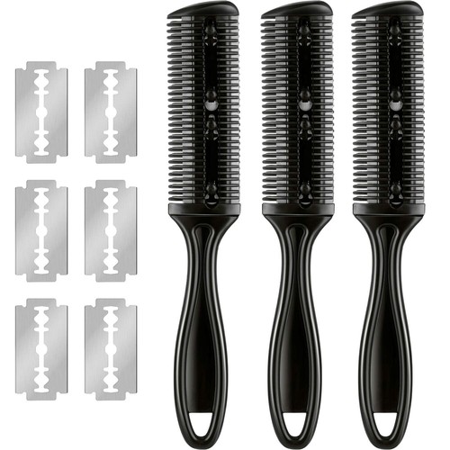 3 Pieces Razor Comb with 10 Pieces Razors, Hair Cutter Comb Cutting ...