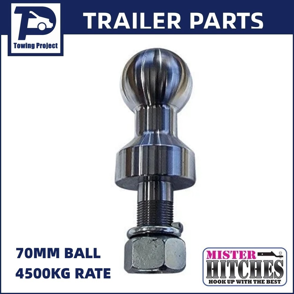 Trailer 70mm TowBall Chrome Tow Ball For Heavy Duty Hitch 4500kg Towing ...