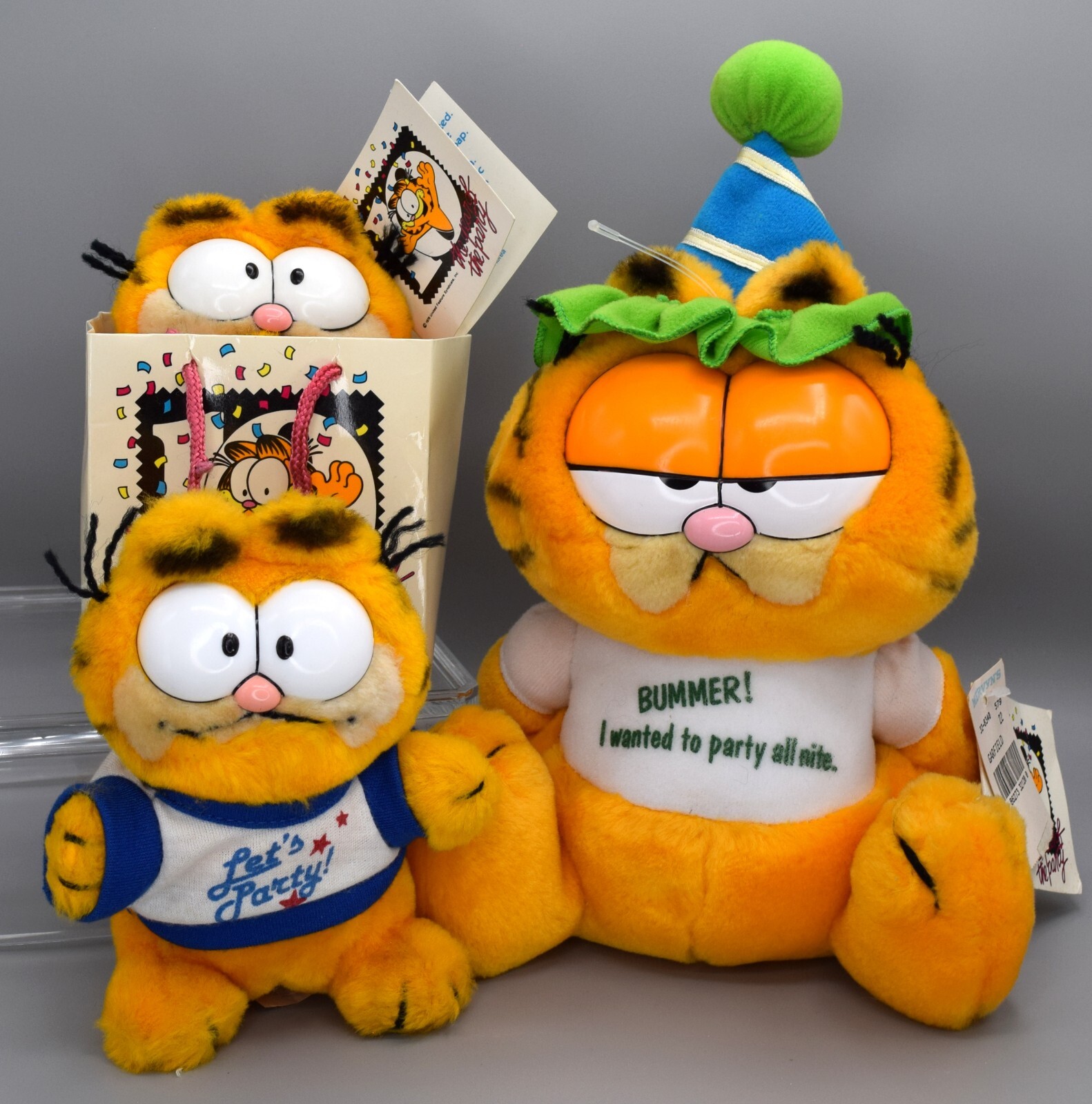 Vintage Lot 3 Garfield 1980s Plush Let's Party Giftbag Bag Bummer ...