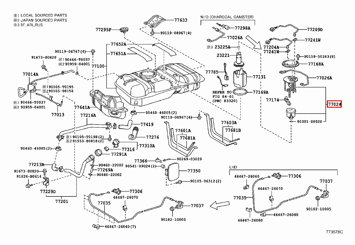 Genuine Toyota Hiace TRH213 TRH203 TRH201 2TR 2.7 Petrol Fuel Filter In ...
