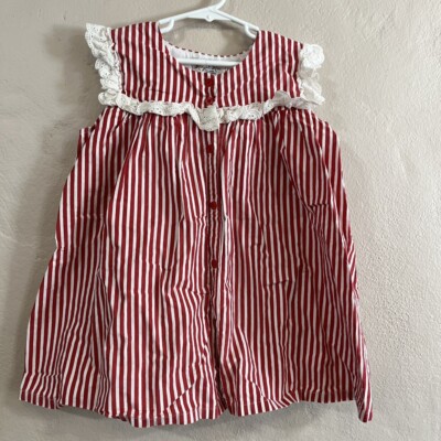 8-10 Royal Roe Red White Stripe Button Up Top Tunic | eBay