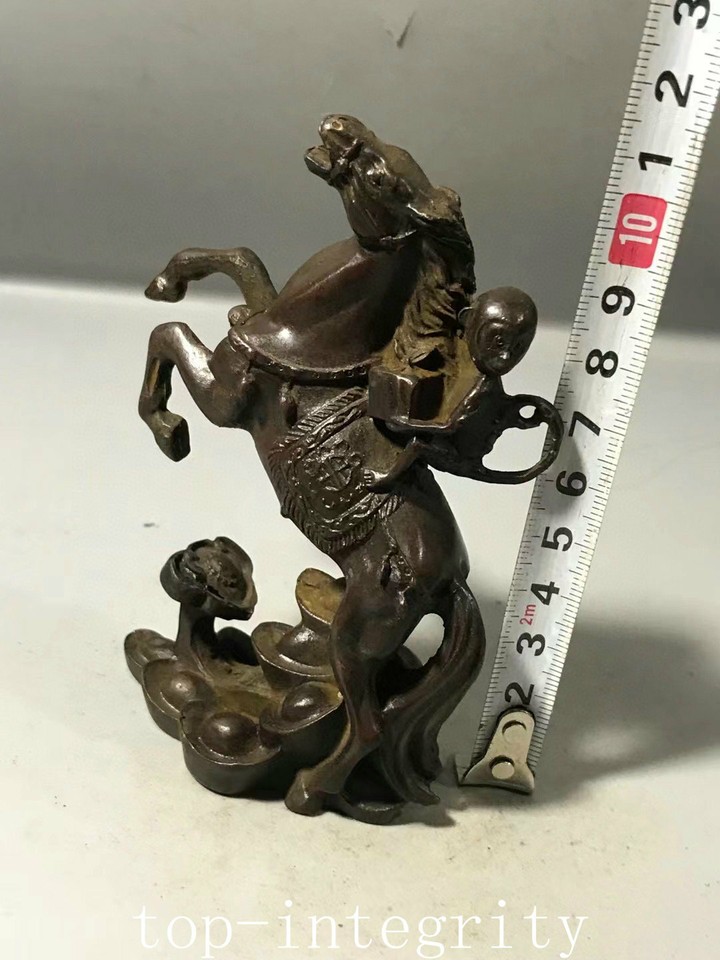 4.3'' Old China Bronze Fengshui 12 Zodiac Jun Run Horse Superior Monkey ...