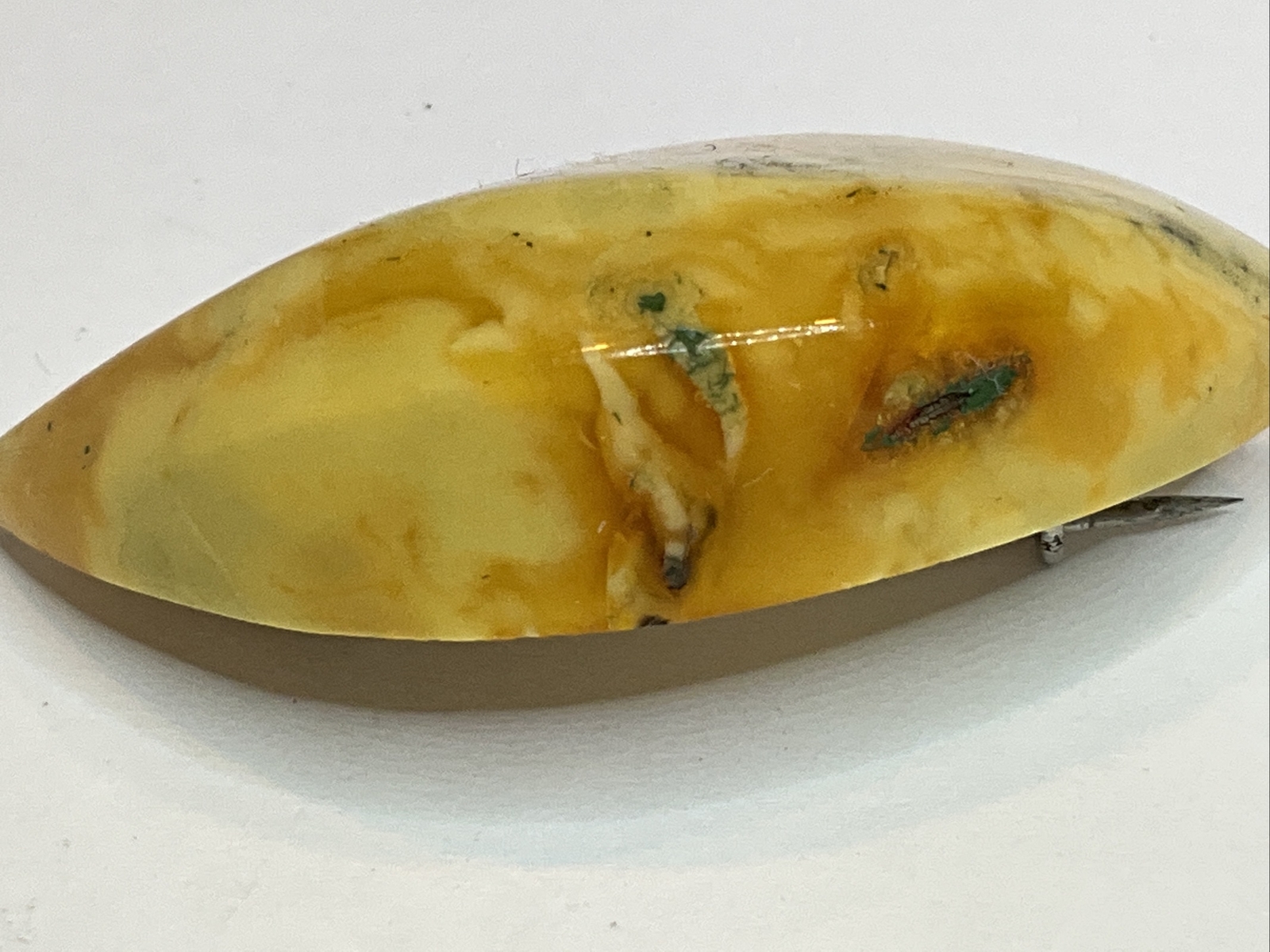 Genuine EGG YOLK swirl AMBER Vintage PIN BROOCH - Gem