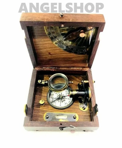 Marine Antique Master Box Compass Telescope Magnifying Glass in Wooden ...
