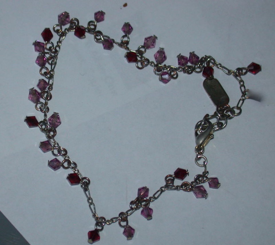 Vintage JLO Pink Violet Silver tone Glass Charms Bracelet Jennifer ...