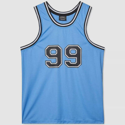 $50 WeSC Men's Blue Sleeveless Performance Basketball Jersey Tank-Top ...