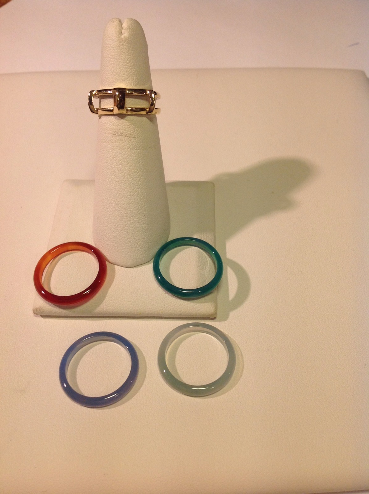 14Kt Yellow Gold Insert Ring With 4 Color Bands | eBay