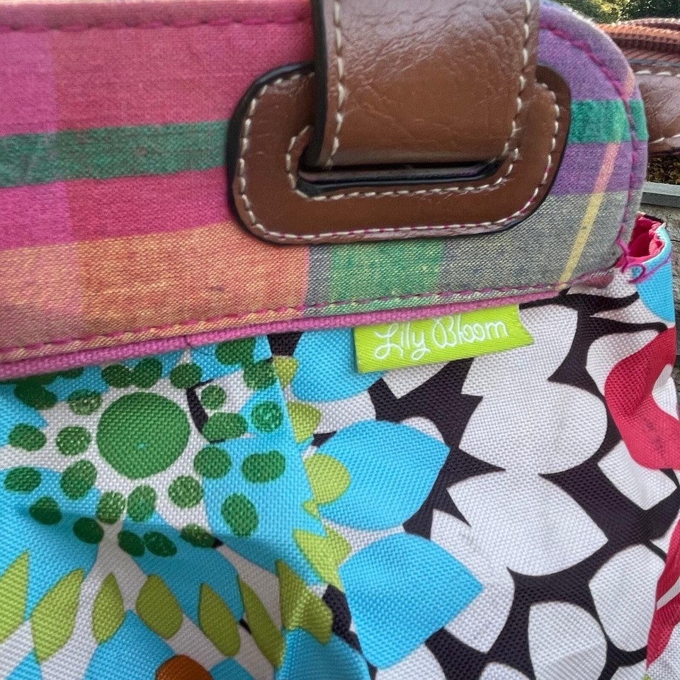 Lily Bloom Multicolored Floral Print 3 Compartment Tote Shoulder Purse ...