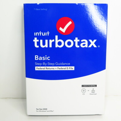 intuit TurboTax 2020 Tax Basic Federal Only E-File CD in Retail Box PC ...