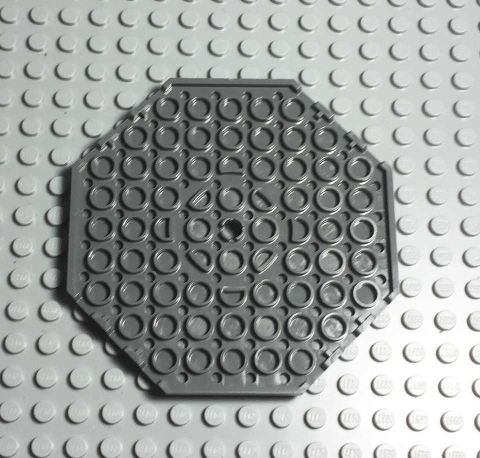 Lego 15 Dark Bluish Gray Plate 10x10 Octagonal with Hole and Snapstud ...