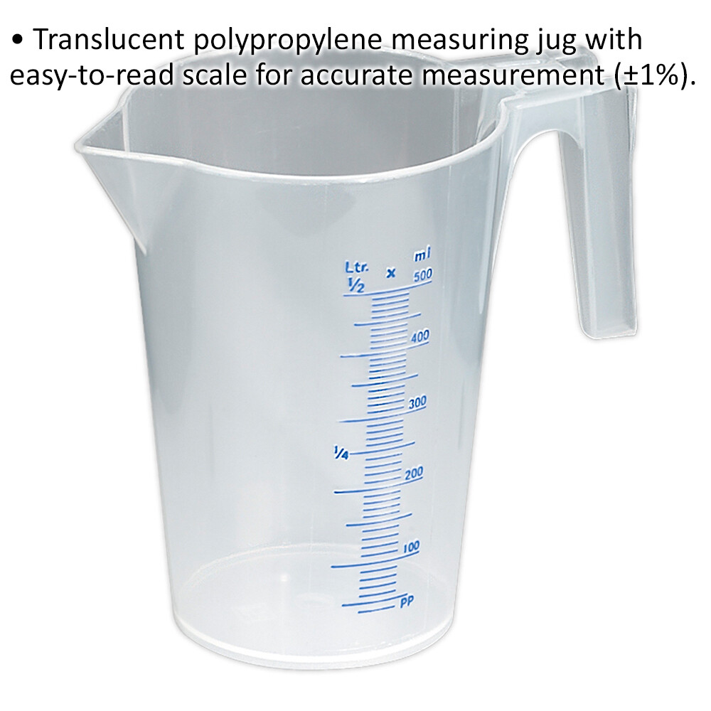500ml Translucent Measuring Jug - Easy to Read Scale - Pouring Spout ...