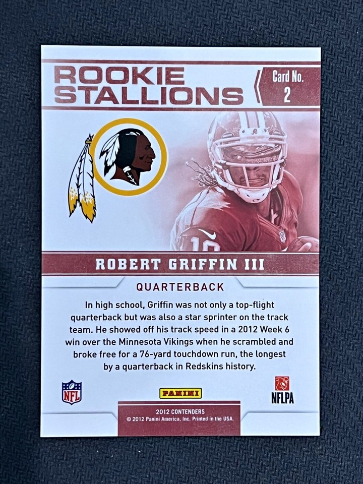 2012 Panini Contenders #2 Robert Griffin III Rookie Stallions RC ...