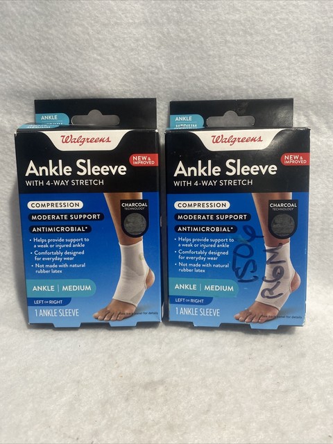 Walgreens Ankle Sleeve Medium 4-Way Stretch Moderate Support ...