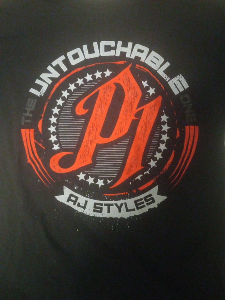 WWE AJ Styles Untouchable P1 Black T-Shirt Mens (Medium) Double-Sided ...