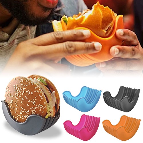 Adjustable Burger Holder Silicone Reusable Hamburger Holder Box Easy To ...