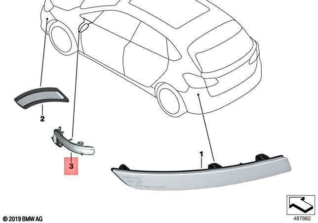 Genuine BMW X1 F45 F46 F48 F49 Additional Turn Indicator Lamp Right ...